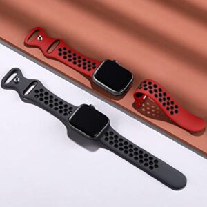 Maledan Sport Bands Compatible with Apple Watch Band 44mm 42mm 45mm 49mm Men Women, Waterproof Silicone Strap Replacement Wristbands for iWatch Series 8 7 6 5 4 3 2 1 SE, Anthracite Black/Red Black