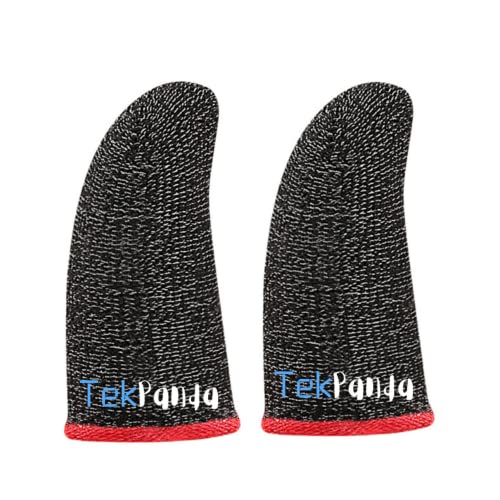 TEKPANDA Gaming Finger Sleeves | Competitive Mobile Gaming, PubG, COD Silver Fiber Breathable, Comfortable, Anti-Fatigue, and Anti-Sweat for Smartphones and Tablets | 10 Piece Set (Red)