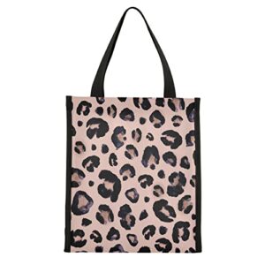 Leopard Print Reusable Lunch Bag Cheetah Pink Insulated Lunch Box Lunch Tote with Aluminum Foil, Handbag for Office School Kids Teen