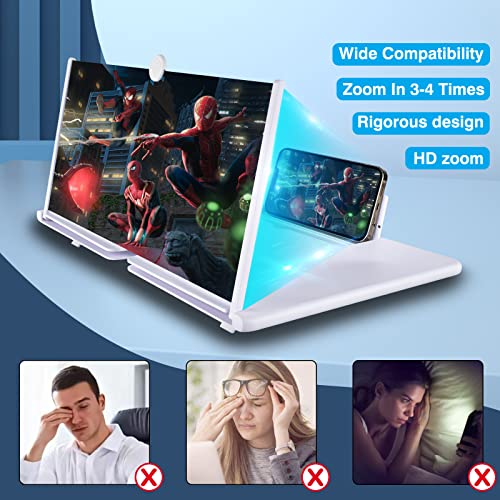 Newseego 18 inch Foldable Phone Screen Magnifier,HD Mobile Phone Screen Amplifier Gift for Older Kids 3D Movie Video Enlarger with Pull Design and Stand Holder Eye Protection for All Smartphone-White