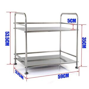 JF-XUAN Kitchen Shelf Kitchen shelf DoubleLayer Stainless Steel Microwave Oven Rack Kitchen Racks Spice Rack 59 * 37 * 35cm