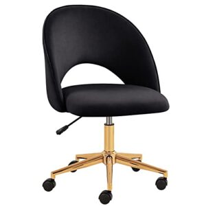 furnimart home office chair modern swivel vanity chair with gold base armless desk chair with wheels cute task chair mid-back for dorm living room bedroom studying room vanity room(black)