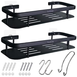 Emblshnt 2-Pack Shower Rack, Self Adhesive Shower Shelves, Shower Shelf for Inside Shower, Shower Organizer Corner Shower Caddy, Shower Racks for Inside Shower Storage, Black Shower Caddy Corner