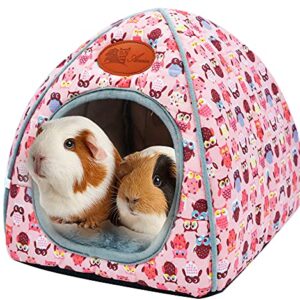 AFYHH Rabbit Guina-Pig House-Bed Hideout - Hamster Toys Large Cave for Dwar Bunny Hedgehog Bearded Dragon Winter Nest Cage Guinea Pig Accessories (Pink)