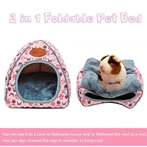 AFYHH Rabbit Guina-Pig House-Bed Hideout - Hamster Toys Large Cave for Dwar Bunny Hedgehog Bearded Dragon Winter Nest Cage Guinea Pig Accessories (Pink)