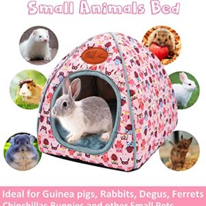 AFYHH Rabbit Guina-Pig House-Bed Hideout - Hamster Toys Large Cave for Dwar Bunny Hedgehog Bearded Dragon Winter Nest Cage Guinea Pig Accessories (Pink)