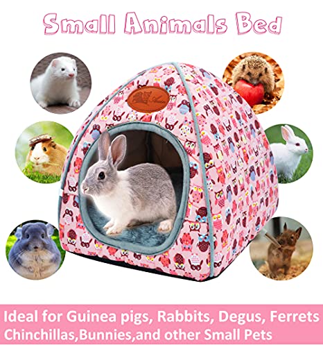 AFYHH Rabbit Guina-Pig House-Bed Hideout - Hamster Toys Large Cave for Dwar Bunny Hedgehog Bearded Dragon Winter Nest Cage Guinea Pig Accessories (Pink)