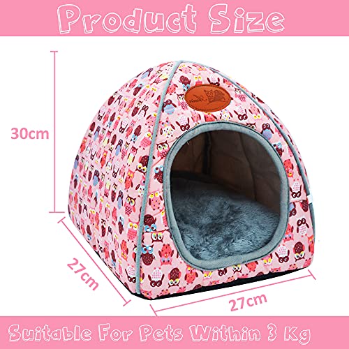 AFYHH Rabbit Guina-Pig House-Bed Hideout - Hamster Toys Large Cave for Dwar Bunny Hedgehog Bearded Dragon Winter Nest Cage Guinea Pig Accessories (Pink)