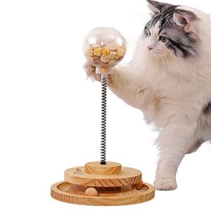 marchul cat food toy interactive cat toys for indoor cats double 2-layer circle ball track with cat sping treat ball automatic cat toy slow feeder treat toy