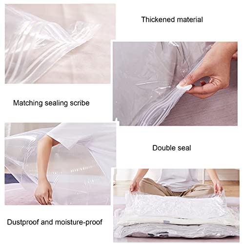 C-LARSS Vacuum Storage Bag, Space Saver Bags for Clothes, Pillows, Comforters, Blankets Storage, Dusts-Proof PE Compression Vacuum Seal Bag 60x80cm