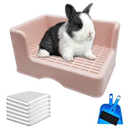 BNOSDM Bunny Litter Box with Tray Dwarf Rabbit Cage Potty Trainer Corner Small Animal Toilet Plastic Detachable Pet Guinea Pig Litter Pan Bedding Box for Chinchillas Galesaurs Ferret