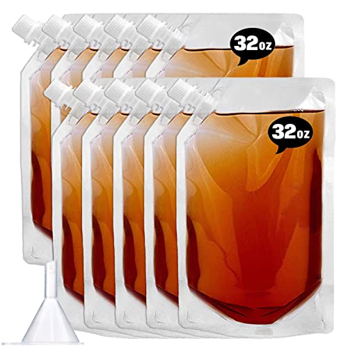 Concealable and Reusable Cruise Sneak Plastic Flask kit,Juice Travel Plastic Bags Drink Bags for Travel Outdoor Sports, Concerts, Events(32OZ-10PCS)