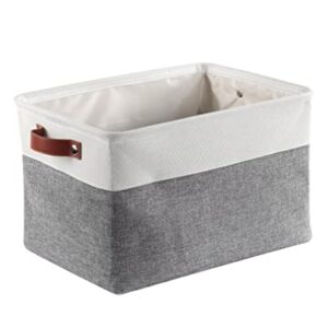 Aeiniwer MANZOO Storage Baskets for Shelves, Closet Storage Bins for Organization, Fabric Bins Cube W/Handles for Organizing Shelf Nursery Home Closet,3PC Pack,Grey/white