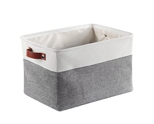 Aeiniwer MANZOO Storage Baskets for Shelves, Closet Storage Bins for Organization, Fabric Bins Cube W/Handles for Organizing Shelf Nursery Home Closet,3PC Pack,Grey/white