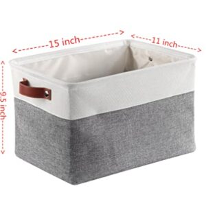 Aeiniwer MANZOO Storage Baskets for Shelves, Closet Storage Bins for Organization, Fabric Bins Cube W/Handles for Organizing Shelf Nursery Home Closet,3PC Pack,Grey/white