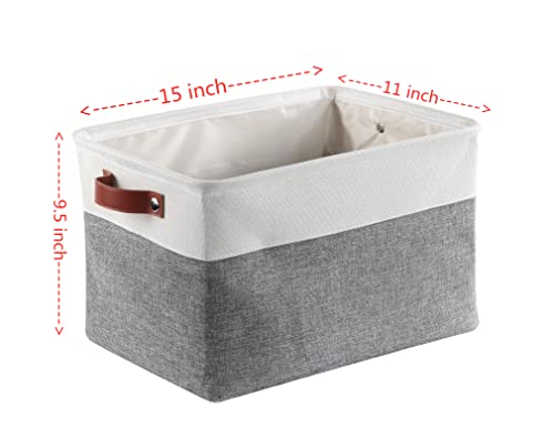 Aeiniwer MANZOO Storage Baskets for Shelves, Closet Storage Bins for Organization, Fabric Bins Cube W/Handles for Organizing Shelf Nursery Home Closet,3PC Pack,Grey/white