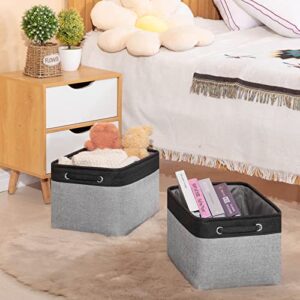 Bliecamile Large Storage Baskets Set,Canvas Baskets for Organizing Shelves,Linen Baskets for Shelves,Office,Room,Book Storage,Large Basket for Storage with Cloth Handles(15×11×9.5-3 Pack,Black&Grey)