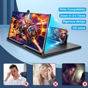 Newseego 18 inch Foldable Phone Screen Magnifier,HD Mobile Phone Screen Amplifier Gift for Older Kids 3D Movie Video Enlarger with Pull Design and Stand Holder Eye Protection for All Smartphone-Black