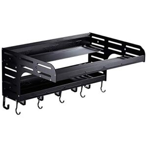 jf-xuan kitchen shelf kitchen shelf kitchen shelf wallmounted aluminum doublelayer microwave oven oven rack black