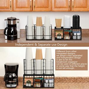 TQVAI Coffee Station Organizer, Coffee Bar Accessories Station Organizer, 6 Compartment Condiment Rack for Breakroom, Office, Home, Black/Archaize