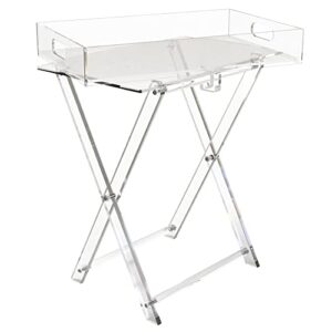 crysfloa tv tray with removable tray acrylic folding tv tray table foldable furniture modern small desk acrylic serving tray top for living room, bed room, kitchen serving table with storage