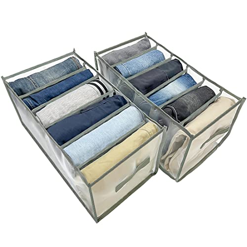 DFFA 2PCS Wardrobe Clothes Drawer Organizer Storage(Upgraded Large 6 Grids),Closet Clothing Storage Jeans Box Washable Organization , Foldable Divider for shirts Sweater