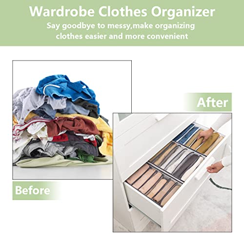 DFFA 2PCS Wardrobe Clothes Drawer Organizer Storage(Upgraded Large 6 Grids),Closet Clothing Storage Jeans Box Washable Organization , Foldable Divider for shirts Sweater