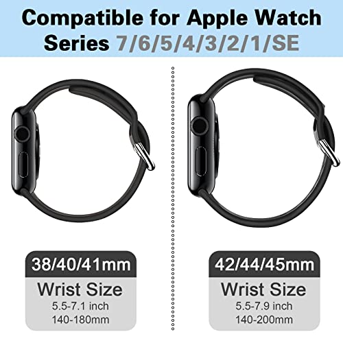 fogkay Compatible for Apple Watch Bands 45mm 44mm 42mm, 4 Pack Women Men Replacement Straps for iWatch Band, Soft Silicone Sport Wristbands With Classic Clasp for Apple iWatch Series SE 7 6 5 4 3 2 1