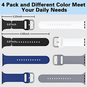 fogkay Compatible for Apple Watch Bands 45mm 44mm 42mm, 4 Pack Women Men Replacement Straps for iWatch Band, Soft Silicone Sport Wristbands With Classic Clasp for Apple iWatch Series SE 7 6 5 4 3 2 1