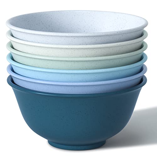 [Set of 6] Unbreakable 23 Oz Cereal Bowls,Reusable Wheat Straw Kitchen Bowls, Sturdy and Stackable, Dishwasher Microwave Safe, Non-slip Bowls for Soup, Rice, Fruit, ice Cream, etc.