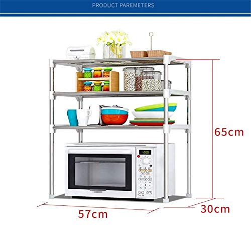 JF-XUAN Kitchen Shelf Microwave Oven Rack Kitchen Shelf 3 Layer Microwave Oven Rack Multifunctional Open Shelf Compatible with Kitchen Utensils Towels And Accessories Large Microwave Oven Rack (Col