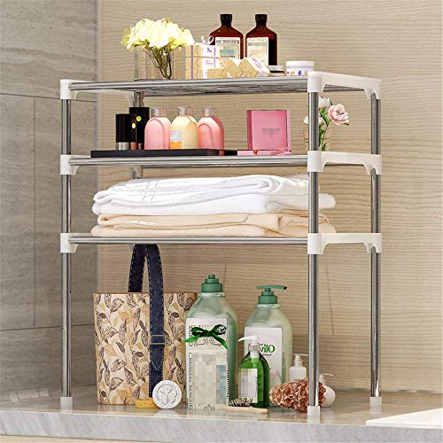 JF-XUAN Kitchen Shelf Microwave Oven Rack Kitchen Shelf 3 Layer Microwave Oven Rack Multifunctional Open Shelf Compatible with Kitchen Utensils Towels And Accessories Large Microwave Oven Rack (Col