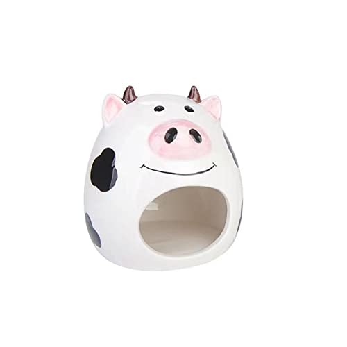 Hamster Hideout, Small Animal Hideout, Ceramic Pet House, Cows Shape Hamster House Cave Mini Hut Cage - S/L