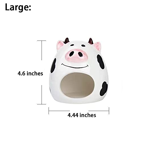 Hamster Hideout, Small Animal Hideout, Ceramic Pet House, Cows Shape Hamster House Cave Mini Hut Cage - S/L