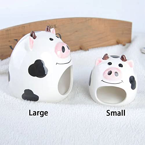 Hamster Hideout, Small Animal Hideout, Ceramic Pet House, Cows Shape Hamster House Cave Mini Hut Cage - S/L