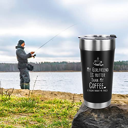 Boyfriend Gifts from Girlfriend - 20 Ounce Engraved Black Stainless Steel Insulated Travel Mug, Unique Valentines Day, Anniversary or Birthday Gifts for Him from Girlfriend, Gift Idea for boyfriend