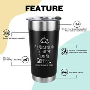 Boyfriend Gifts from Girlfriend - 20 Ounce Engraved Black Stainless Steel Insulated Travel Mug, Unique Valentines Day, Anniversary or Birthday Gifts for Him from Girlfriend, Gift Idea for boyfriend