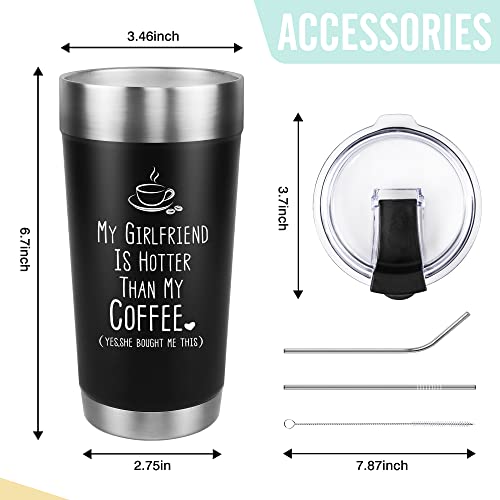 Boyfriend Gifts from Girlfriend - 20 Ounce Engraved Black Stainless Steel Insulated Travel Mug, Unique Valentines Day, Anniversary or Birthday Gifts for Him from Girlfriend, Gift Idea for boyfriend