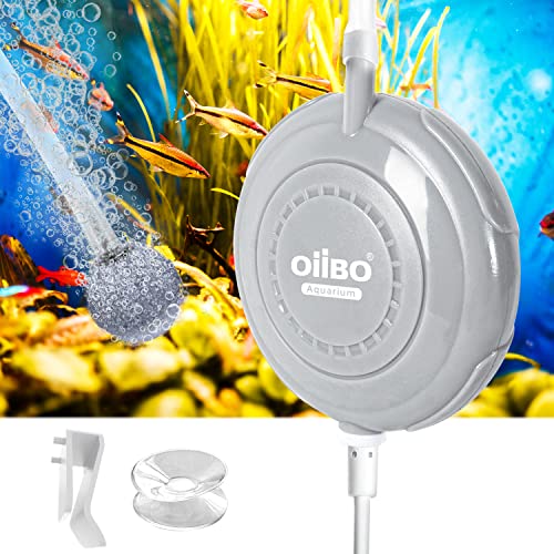 OIIBO Super Quiet Aquarium Air Pump, Powerful Fish Tank Air Bubbler for 0.5-20 Gallon Small Aquarium, 1.5W Energy Saving Mini Oxygen Aerator Pump with Air Pump Accessories