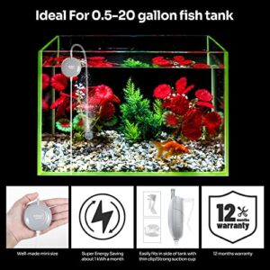 OIIBO Super Quiet Aquarium Air Pump, Powerful Fish Tank Air Bubbler for 0.5-20 Gallon Small Aquarium, 1.5W Energy Saving Mini Oxygen Aerator Pump with Air Pump Accessories