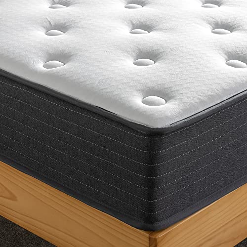 Zinus 8 Inch Comfort Essential Pocket Spring Hybrid Mattress/Pressure Relieving Support/CertiPUR-US Certified/Mattress-in-a-Box, Queen