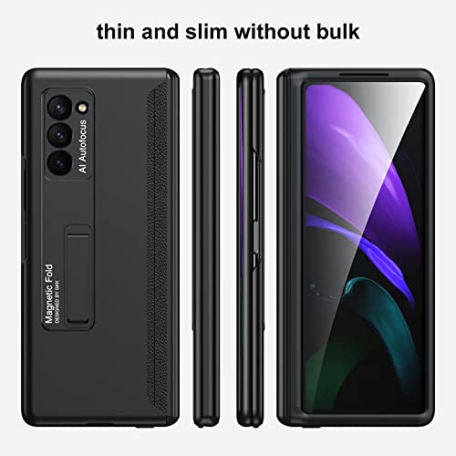 Libeagle Compatible with Samsung Galaxy Z Fold 2 Case [Magnetic Hinge Protection] [Metal Kickstand] [Lightweight & Slim] [More Screen & Camera Protection] Phone Stand Cover 5G 2020 (Black)