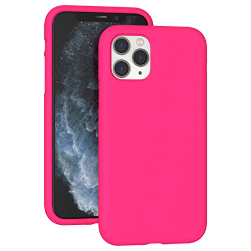 K TOMOTO Compatible with iPhone 11 Pro Case Liquid Silicone, Soft Gel Rubber Full Body Protective Cover with Microfiber Lining, Phone Case for iPhone 11 Pro 5.8 Inch (Hot Pink)