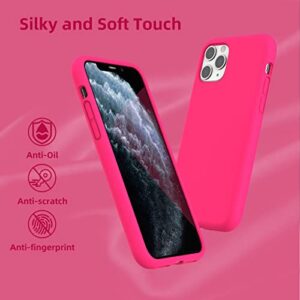 K TOMOTO Compatible with iPhone 11 Pro Case Liquid Silicone, Soft Gel Rubber Full Body Protective Cover with Microfiber Lining, Phone Case for iPhone 11 Pro 5.8 Inch (Hot Pink)