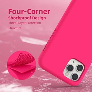 K TOMOTO Compatible with iPhone 11 Pro Case Liquid Silicone, Soft Gel Rubber Full Body Protective Cover with Microfiber Lining, Phone Case for iPhone 11 Pro 5.8 Inch (Hot Pink)