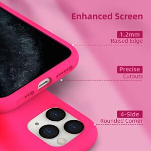 K TOMOTO Compatible with iPhone 11 Pro Case Liquid Silicone, Soft Gel Rubber Full Body Protective Cover with Microfiber Lining, Phone Case for iPhone 11 Pro 5.8 Inch (Hot Pink)