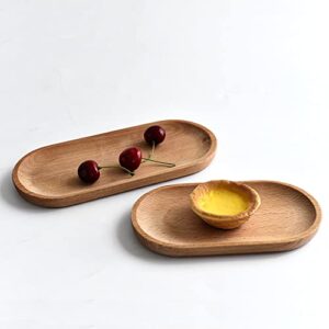 Solid Wood Tray Decor Set Food Coffee Fluit Table Plate (2PCS)