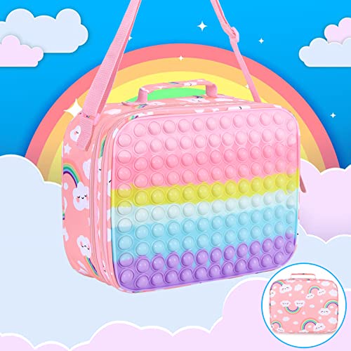 Girls Lunch Boxes for School,Pop Kids Lunch Box Bag for little Girls Back to School,Insulated Lunch Bag Box Tote for Kids School Travel Gifts,School Supplies Leakproof Cooler Bag Girls Lunch Box