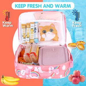 Girls Lunch Boxes for School,Pop Kids Lunch Box Bag for little Girls Back to School,Insulated Lunch Bag Box Tote for Kids School Travel Gifts,School Supplies Leakproof Cooler Bag Girls Lunch Box