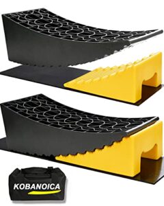 kobanoica rv leveling blocks,camper leveler 2 pack,includes curved rv levelers ramp with camper wheel chocks,rv leveling system for travel trailer,motorhome,fifth wheels